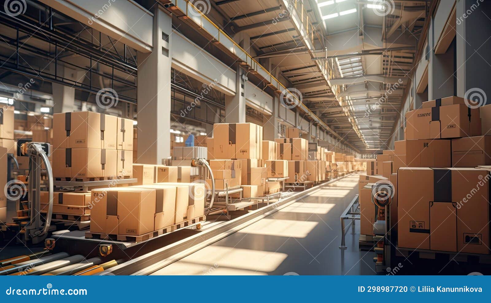 Cardboard Boxes Moving on a Production Line, Destined for a Warehouse ...