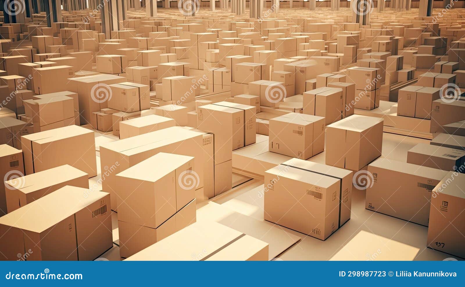 Cardboard Boxes Moving on a Production Line, Destined for a Warehouse ...