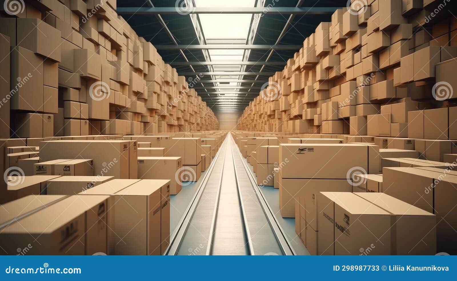 Cardboard Boxes Moving on a Production Line, Destined for a Warehouse ...