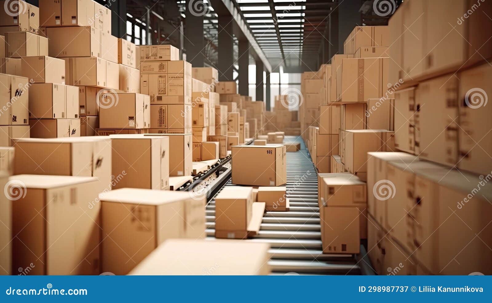 Cardboard Boxes Moving on a Production Line, Destined for a Warehouse ...