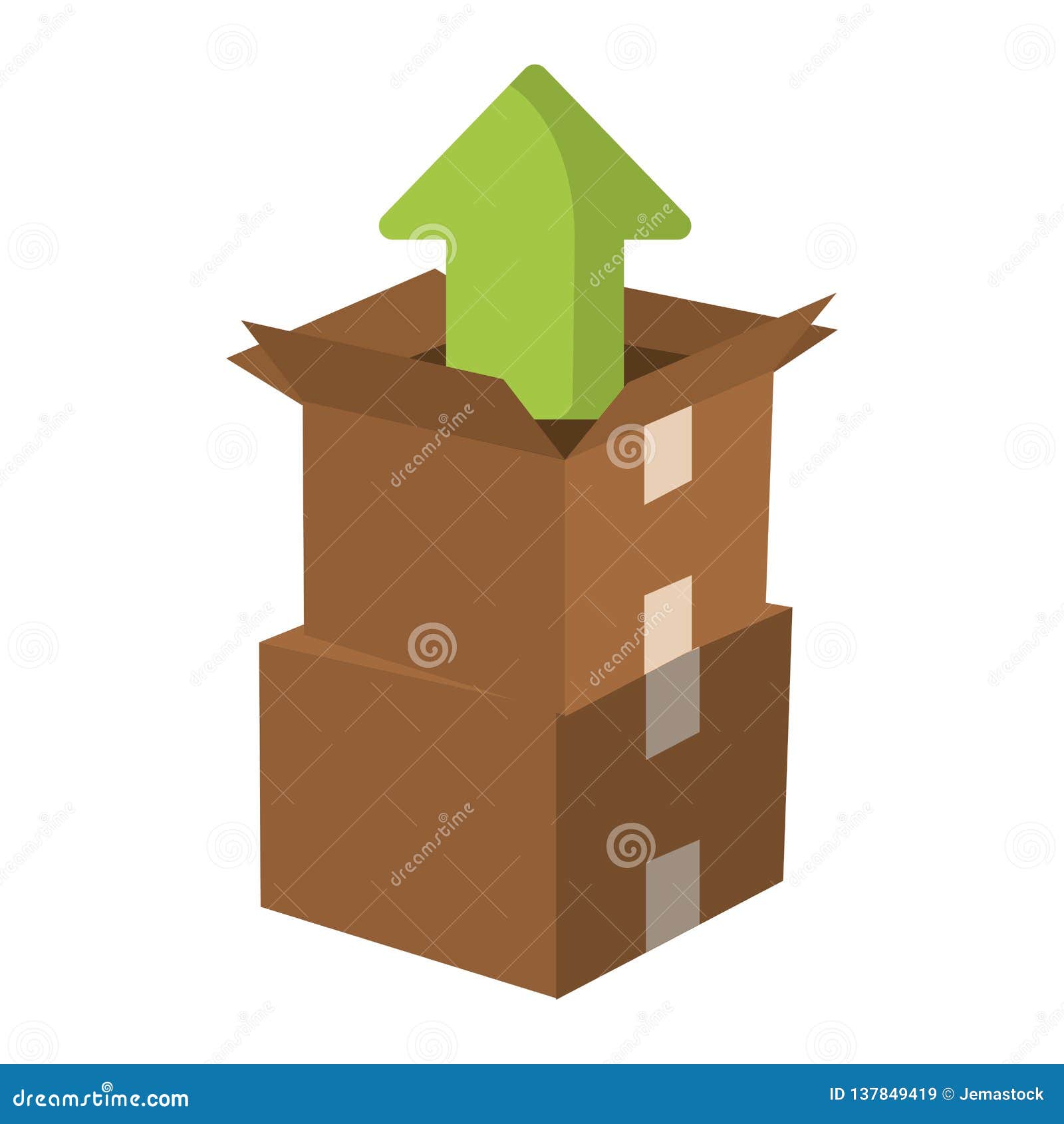 Cardboard Boxes Open with Arrow Up Stock Vector - Illustration of cloud ...