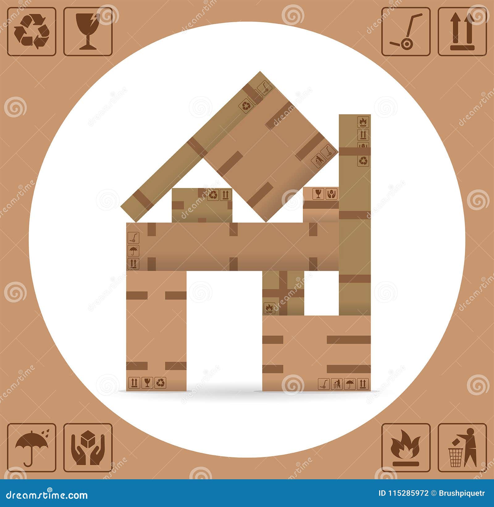Cardboard Boxes with Packaging Symbols Stock Vector - Illustration of ...
