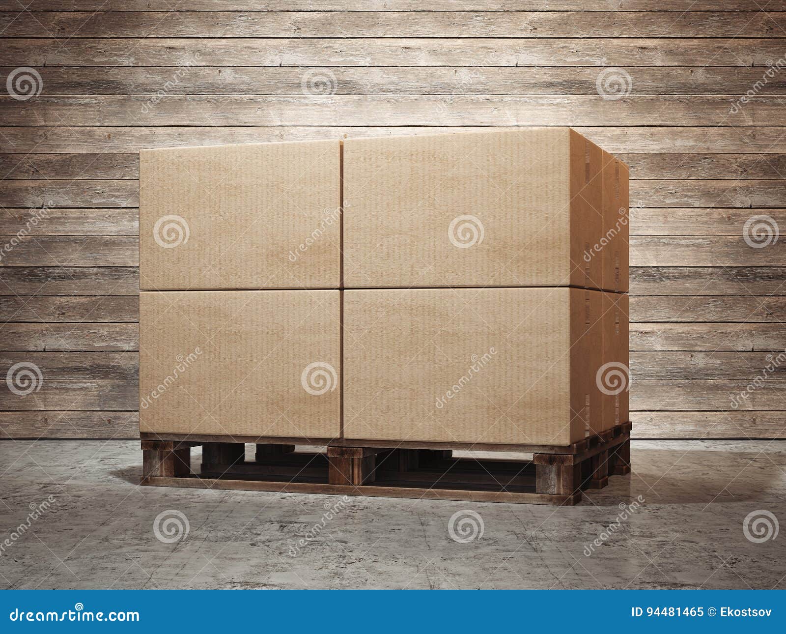Cardboard Boxes on Palette. 3d Rendering Stock Image - Image of cargo ...