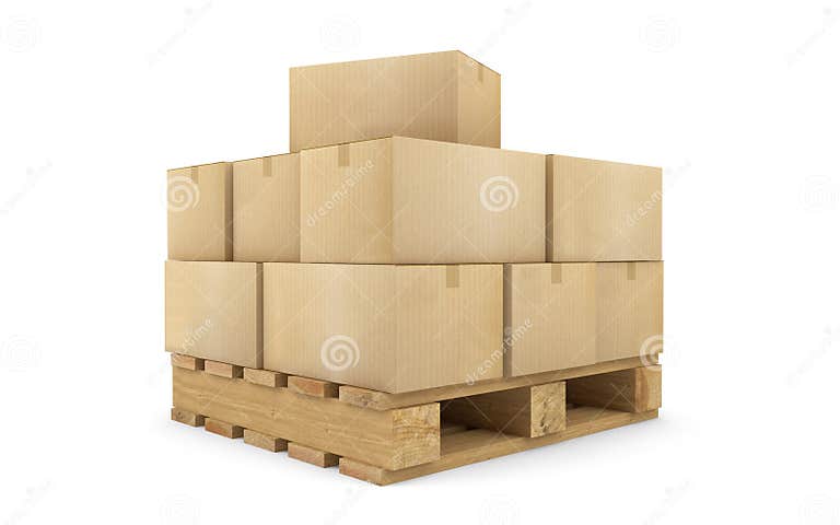 Cardboard Boxes on a Pallet Stock Image - Image of packing, moving ...