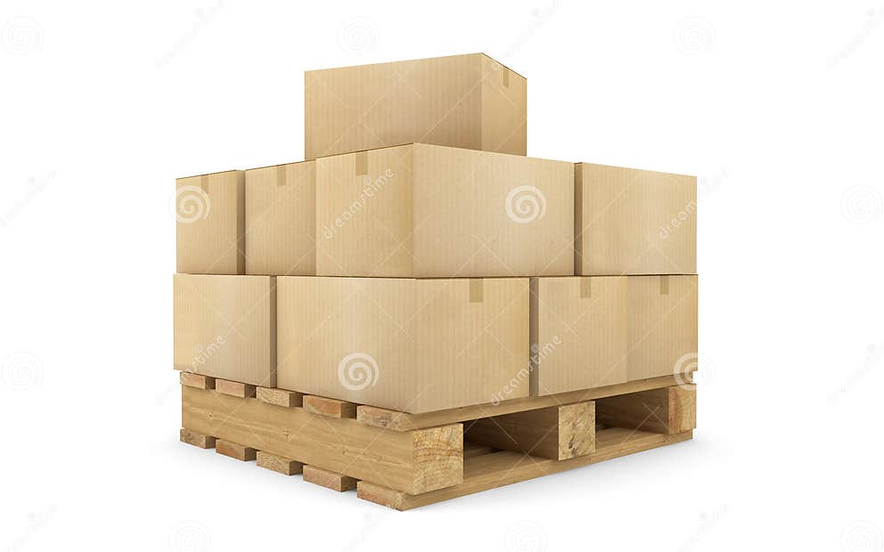 Cardboard Boxes on a Pallet Stock Image - Image of packing, moving ...