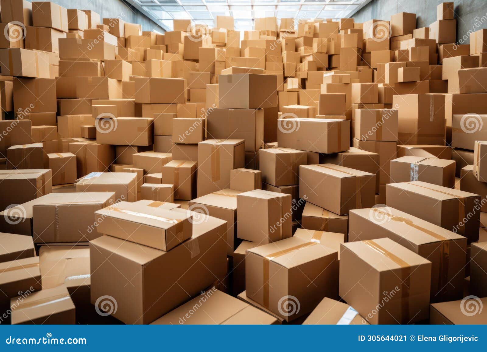Cardboard Boxes. Parcels in Industrial Building. Courier Boxes of ...