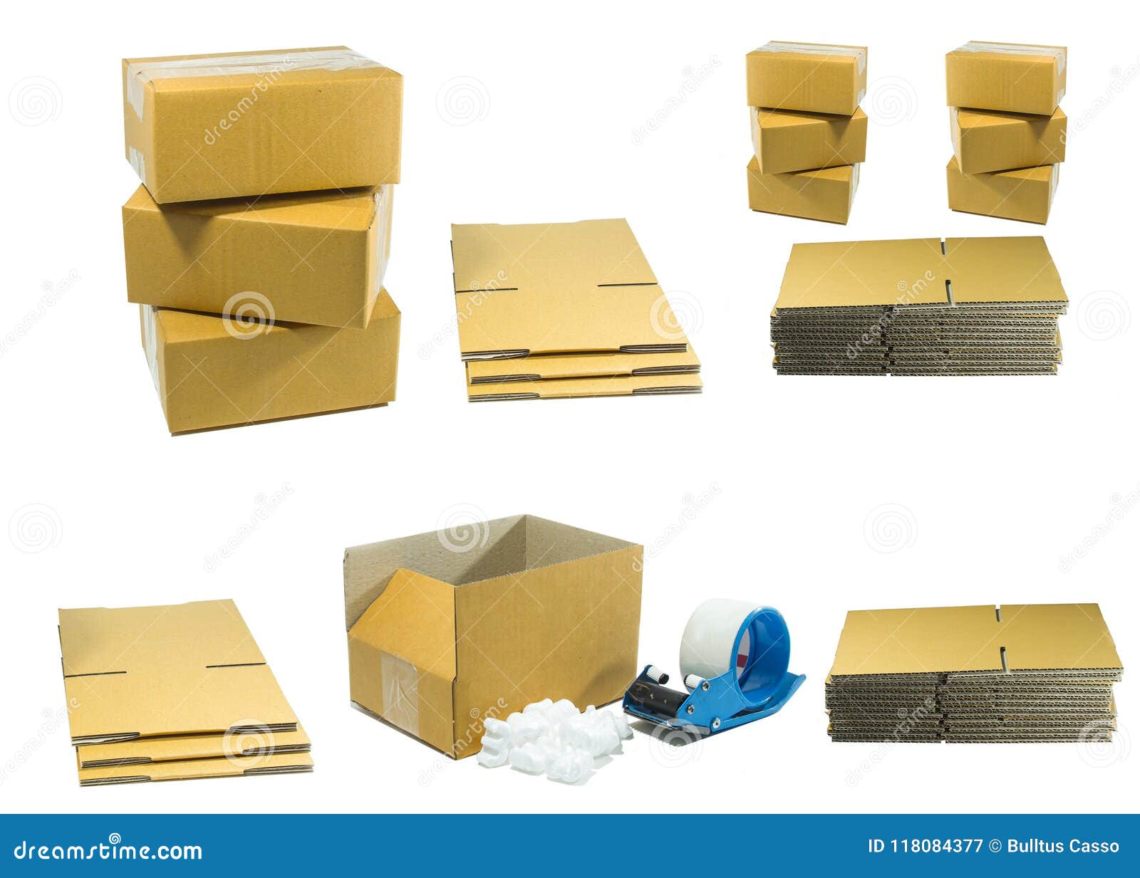 Cardboard Boxes with Peanut Foam with Tool for Packing Stock Image ...