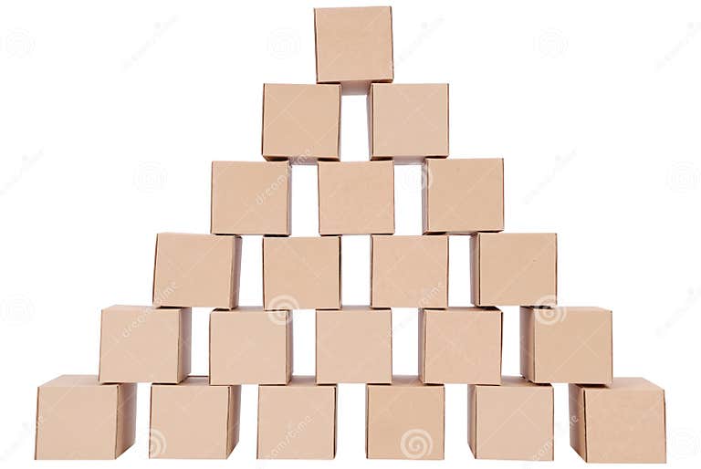 Cardboard Boxes.Pyramid from Boxes Stock Photo - Image of isolated ...