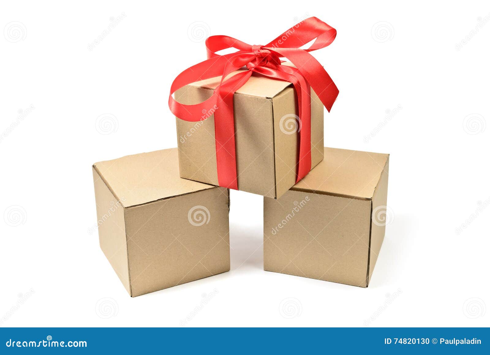 Cardboard Boxes with Red Bow Stock Photo - Image of board, recycle ...