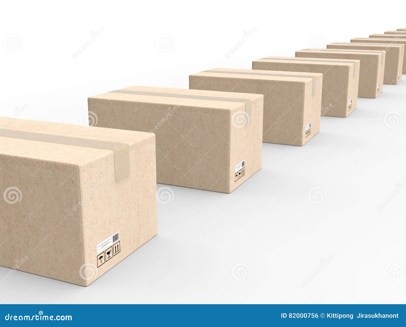 Cardboard boxes in a row stock photo. Image of storage - 82000756