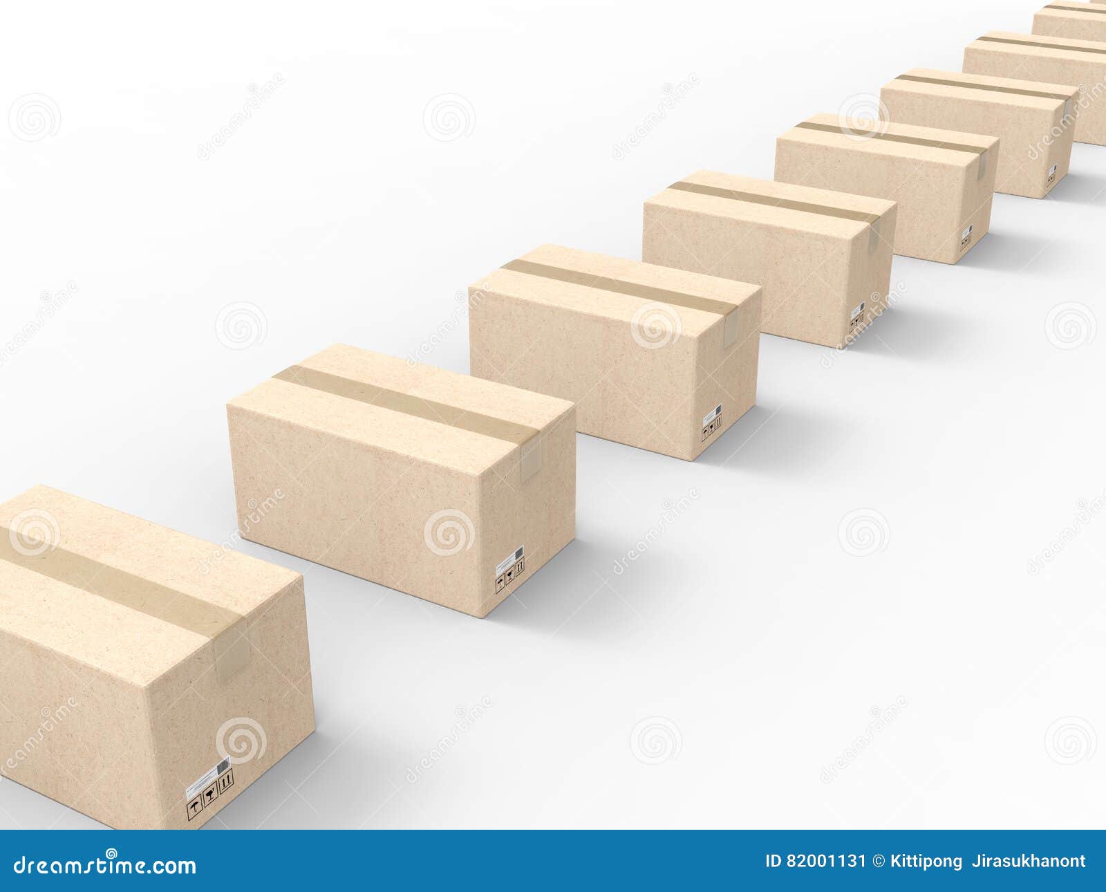 Cardboard boxes in a row stock image. Image of carton - 82001131