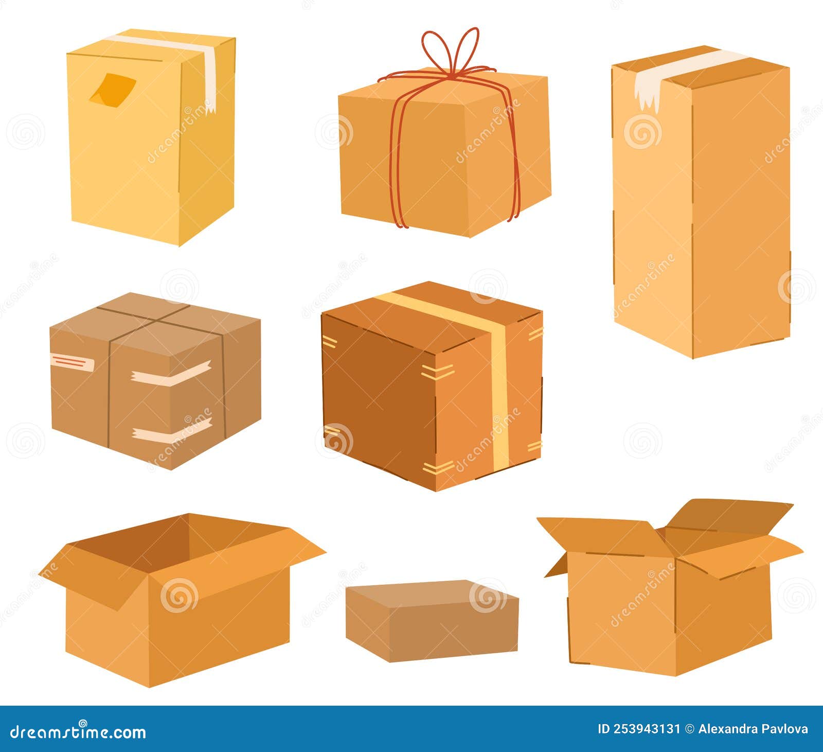Cardboard Boxes Set. Delivery and Packaging. Transport, Delivery. Hand ...