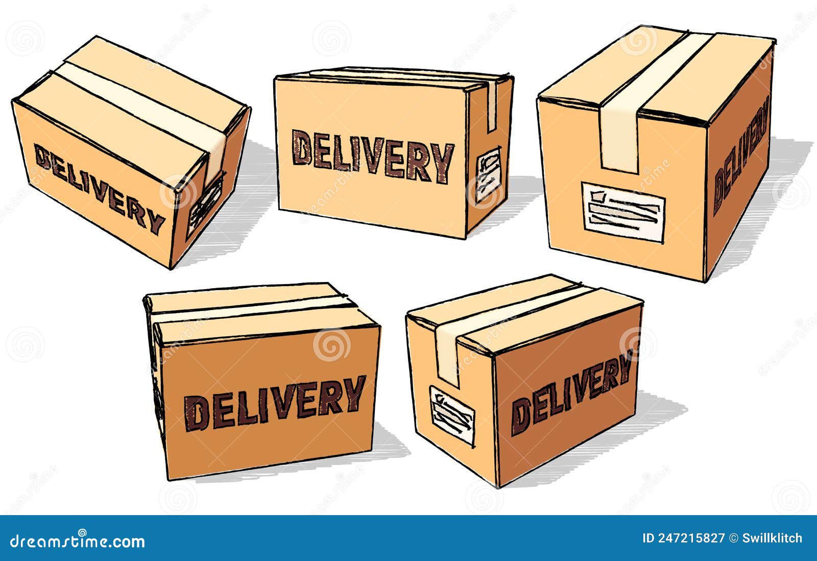 Cardboard Boxes Set for Delivery and Storage. Isolated Carton Crates ...