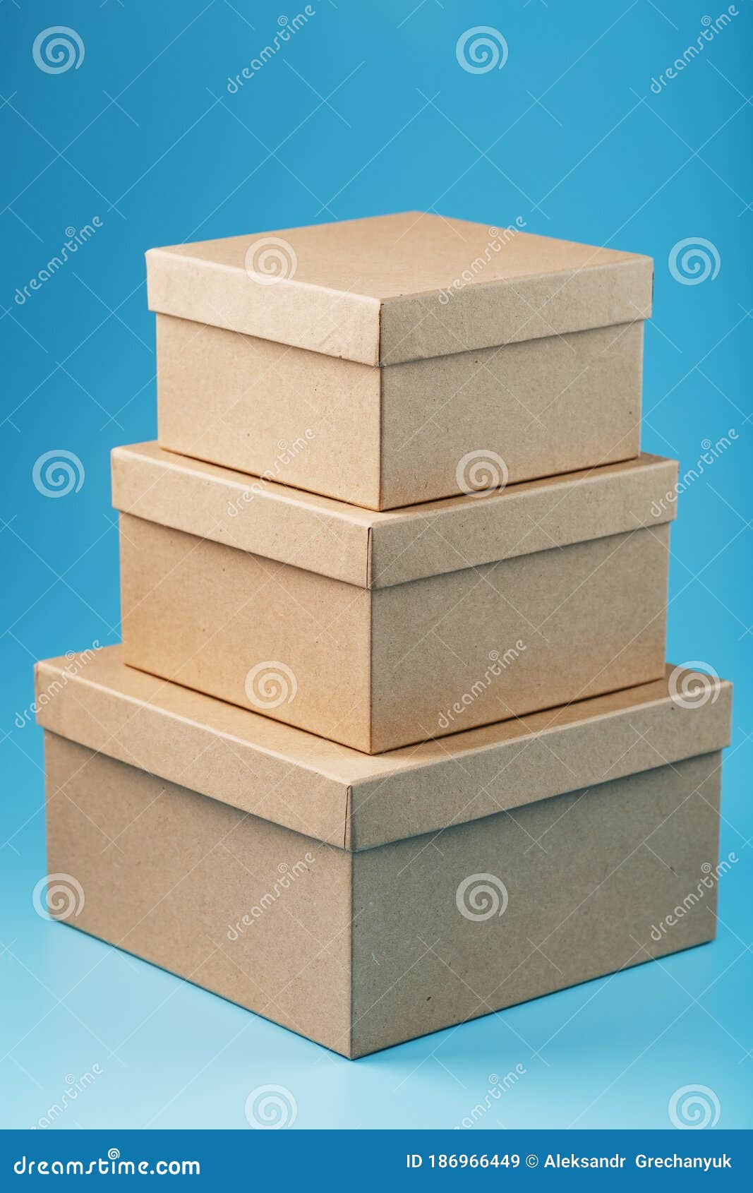 Cardboard Boxes Spread Out on a Blue Background, Free Space Stock Image ...