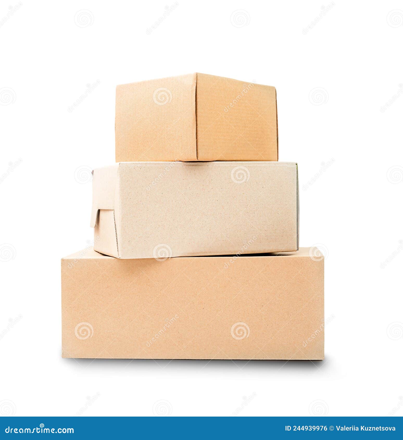Cardboard Boxes in the Stack Isolated Stock Photo - Image of mail ...