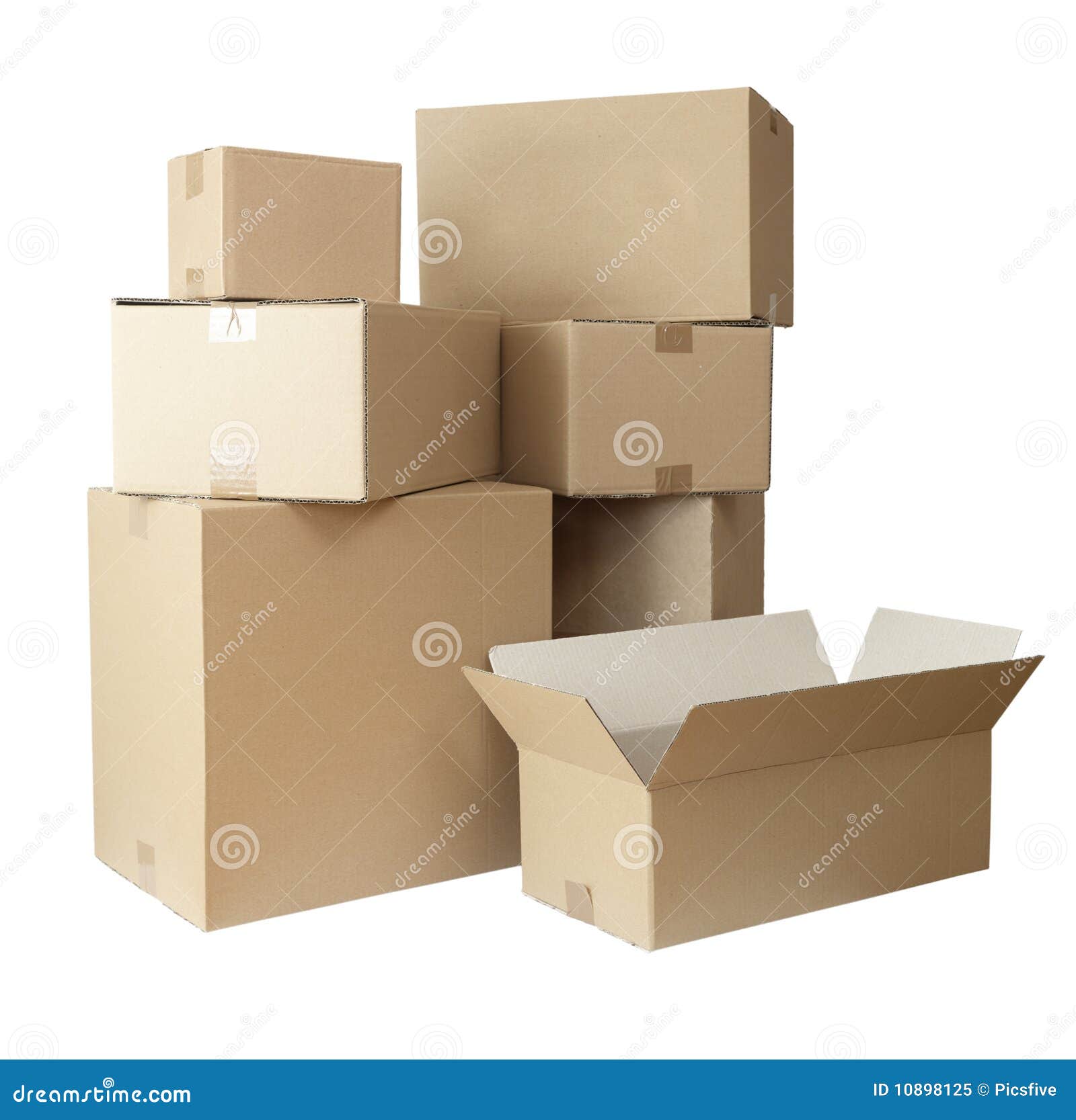 Stack Of Package Boxes On Pallets Loading Into Shipping Cargo Container ...