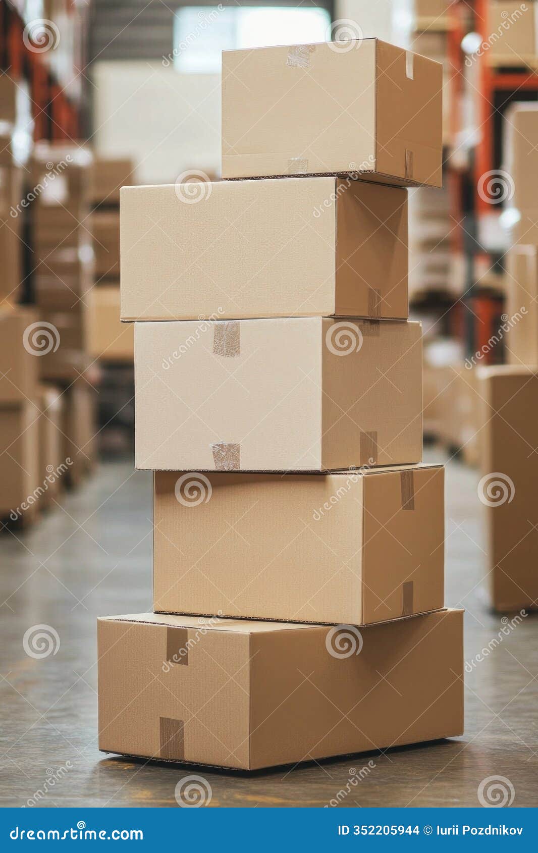 Stack of Cardboard Boxes Stands in Distribution Warehouse Stock Photo ...