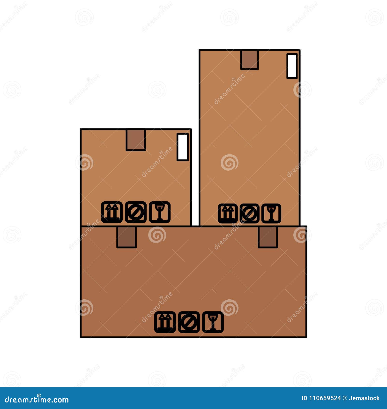 Cardboard boxes stacked stock vector. Illustration of objects - 110659524