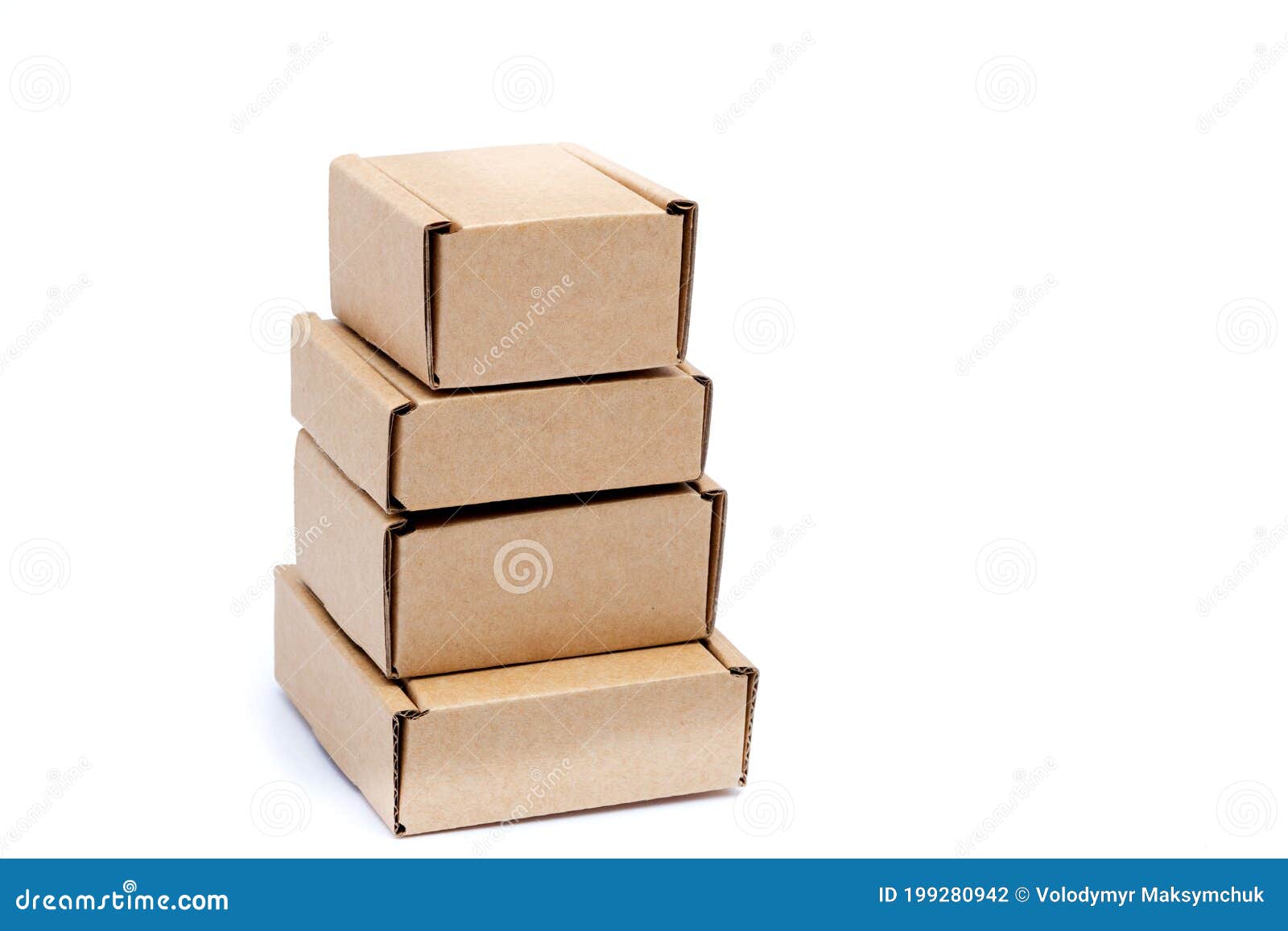 Cardboard Boxes of Various Sizes Isolated on White Background Stock ...