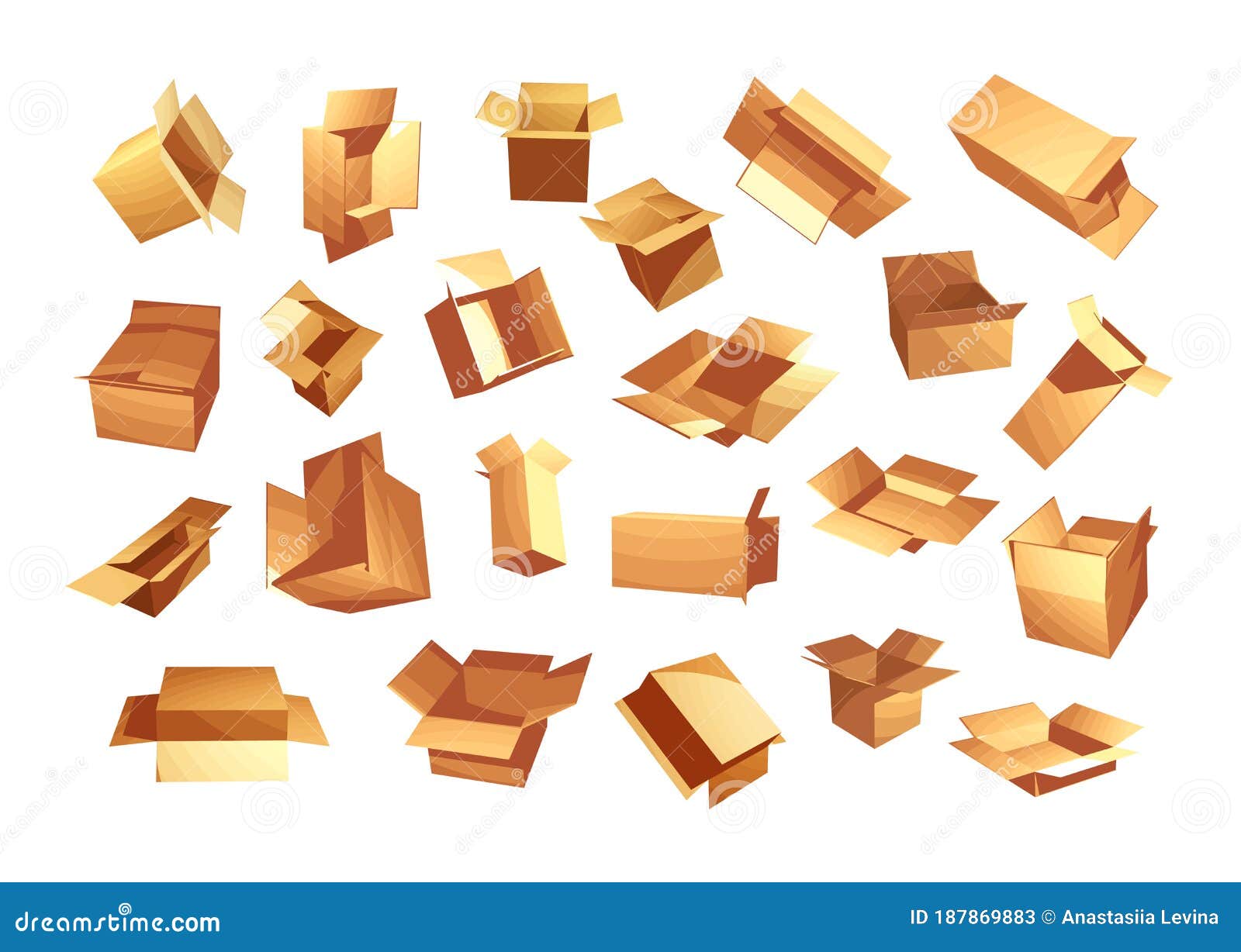 Cardboard boxes vector set stock vector. Illustration of graphic ...