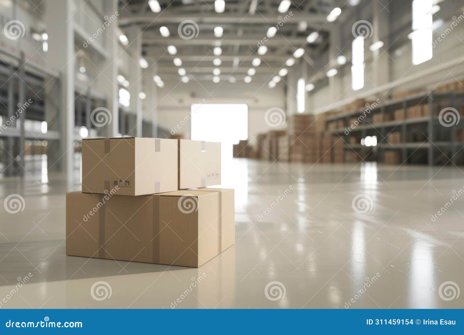 Cardboard Boxes in Warehouse Stock Photo - Image of racks, transport ...