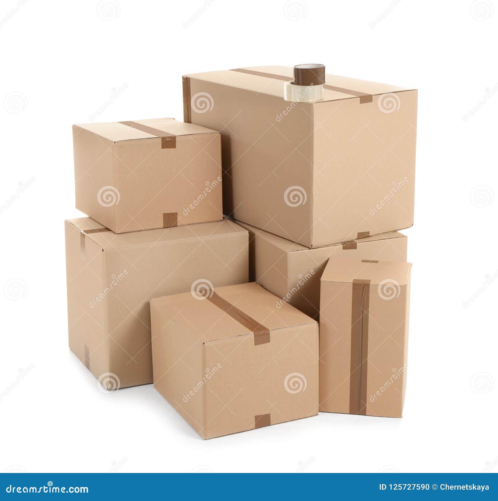 Cardboard Boxes on White Background Stock Photo - Image of moving ...