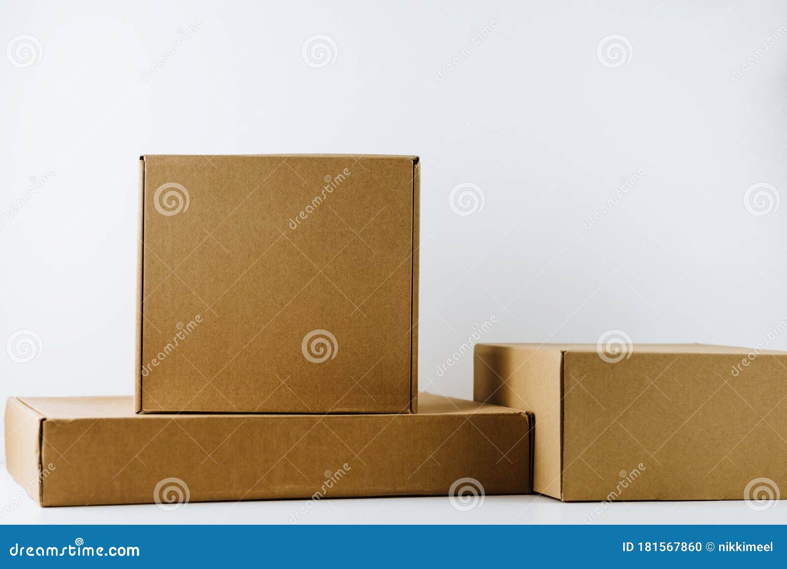 Cardboard Boxes on White Background. Stock Photo - Image of empty ...