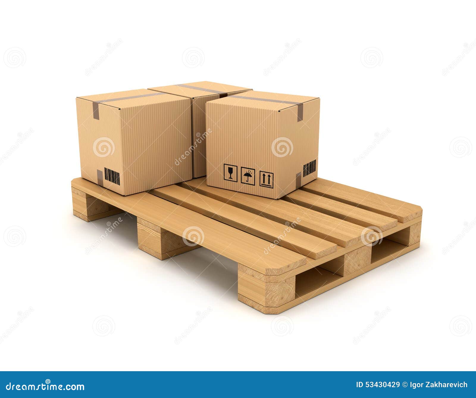 Cardboard Boxes on Wooden Palette Stock Illustration - Illustration of ...