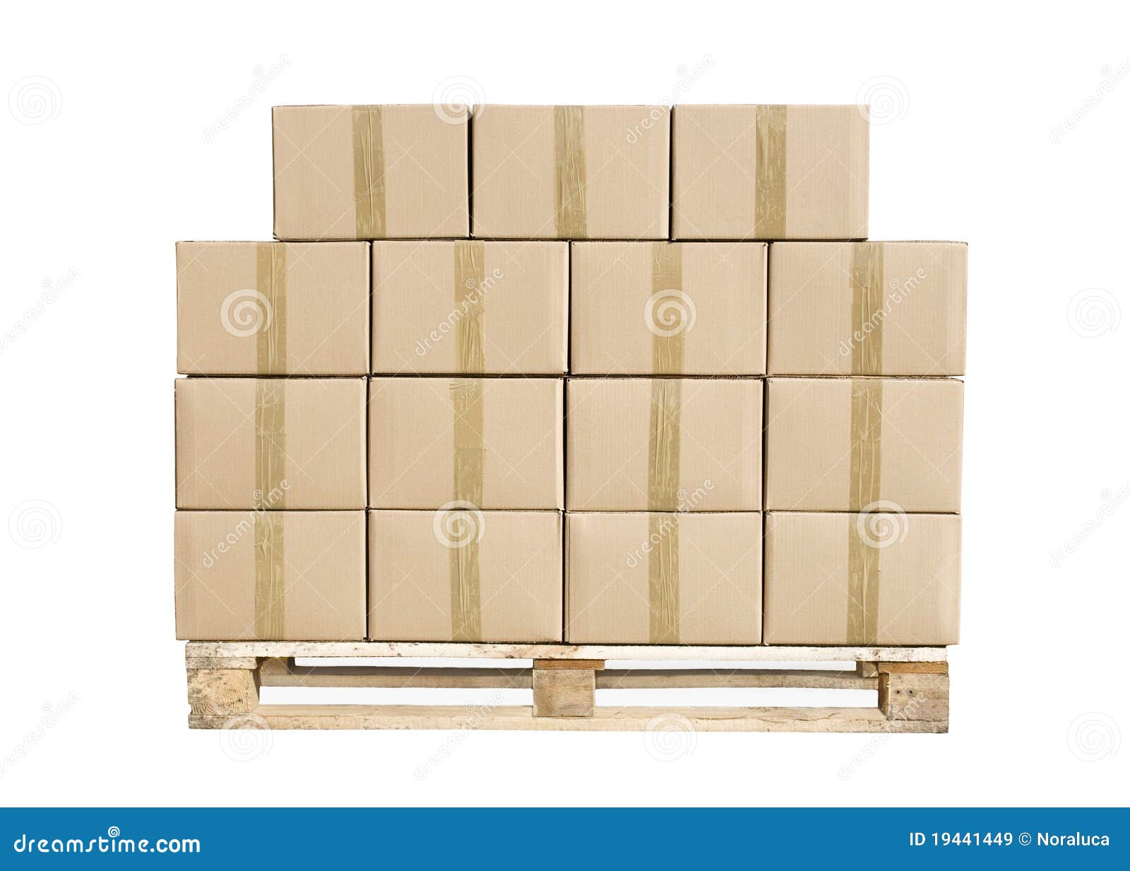 Cardboard Boxes on Wooden Palette on White Stock Image - Image of ...