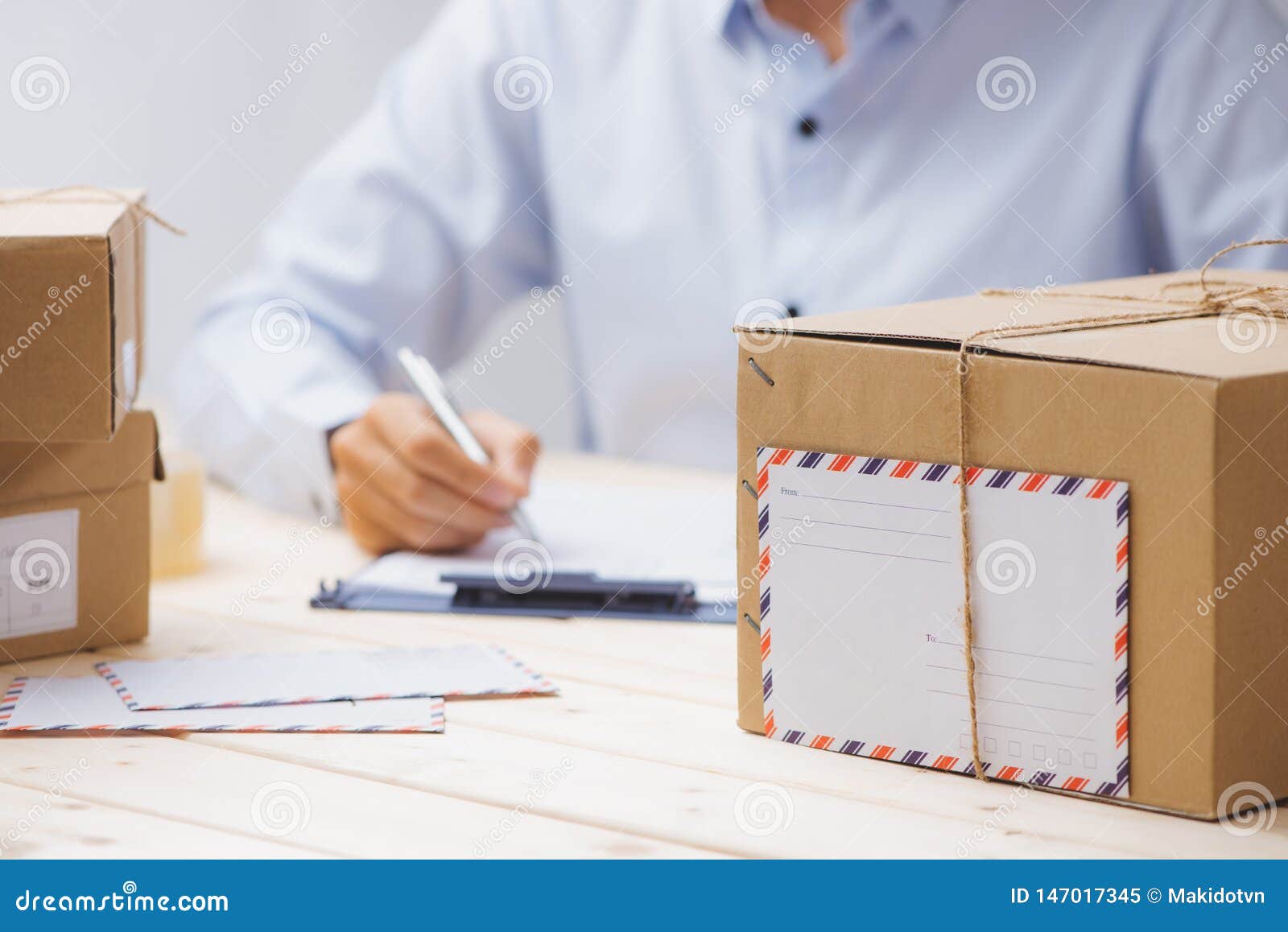 Cardboard Boxes on Work Place in Post Office Stock Image - Image of ...