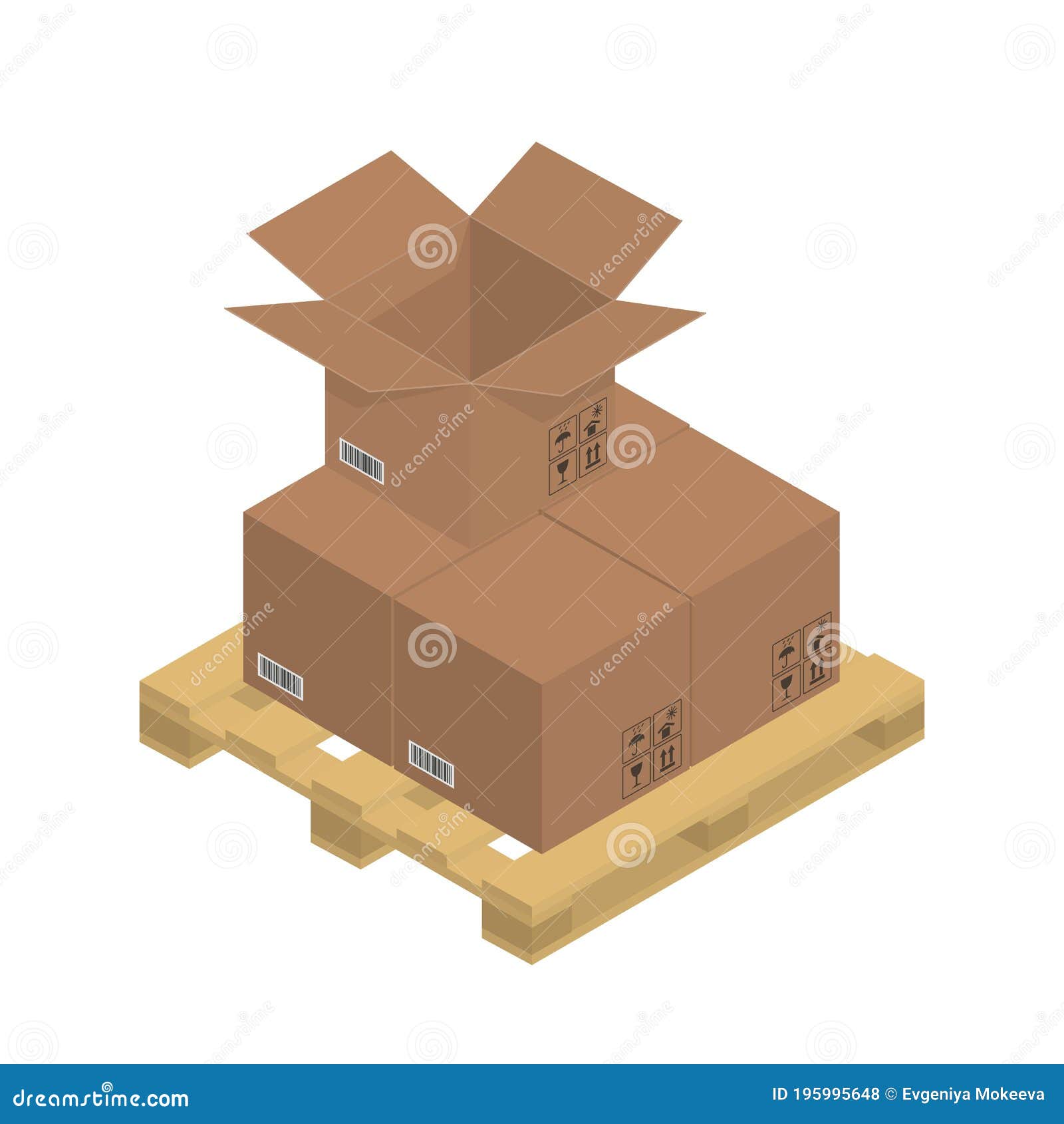 Pallet Isometric Drawings Set Cartoon Vector | CartoonDealer.com #210710987