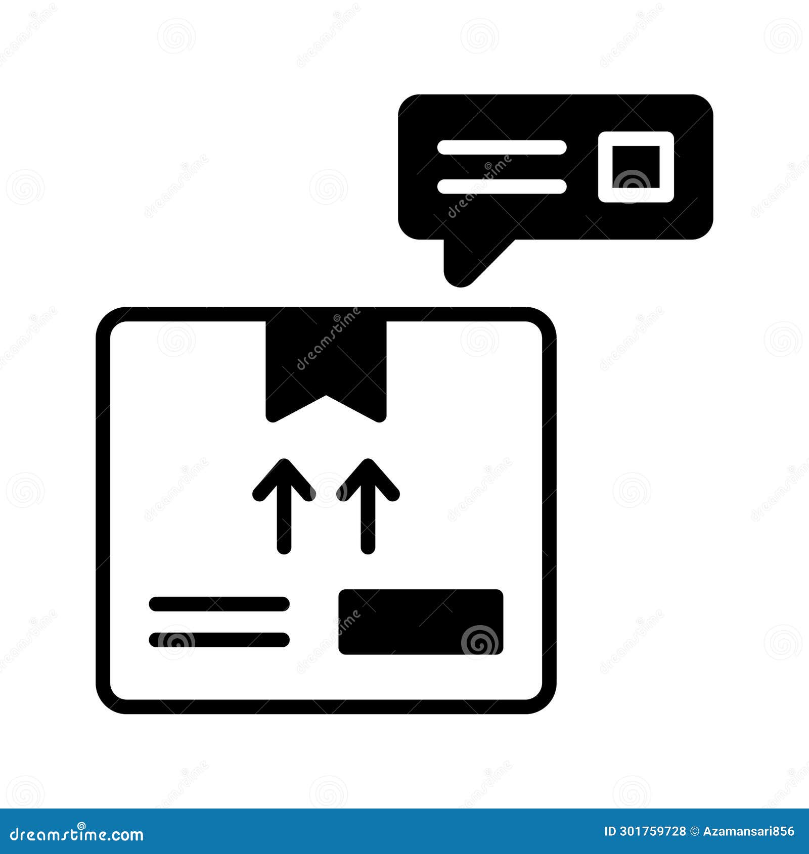Cardboard with Chat Bubble Concept Icon of Order Fulfillment, Package ...