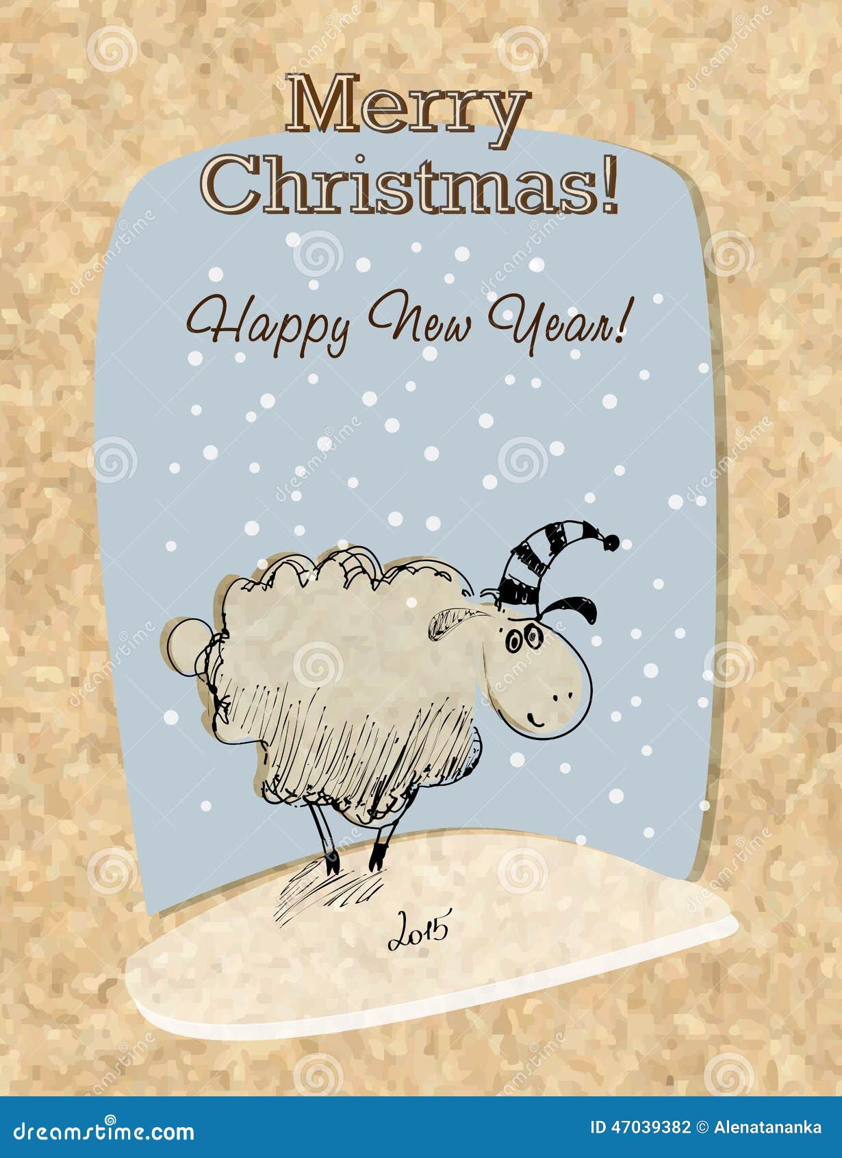 Cardboard Christmas Card with Sheep Stock Vector - Illustration of ...