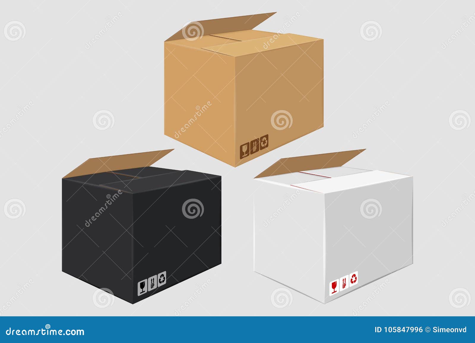 Cardboard Close Box. Side View Stock Vector - Illustration of pack ...