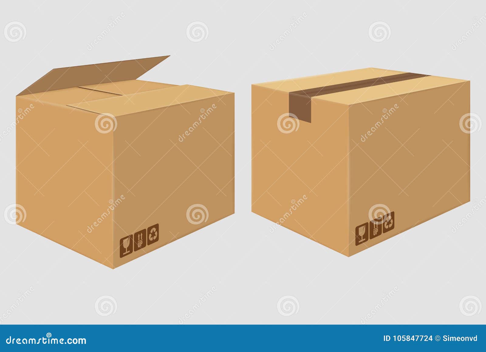 Cardboard Close Box. Side View Stock Vector - Illustration of case ...