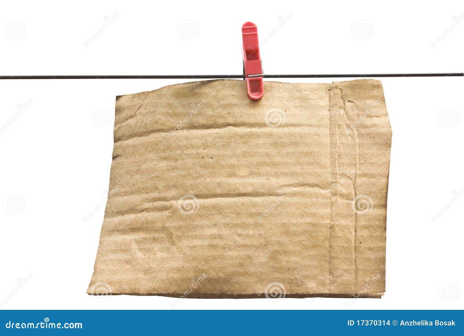 Cardboard with Clothes-peg on the Wire Stock Photo - Image of space ...