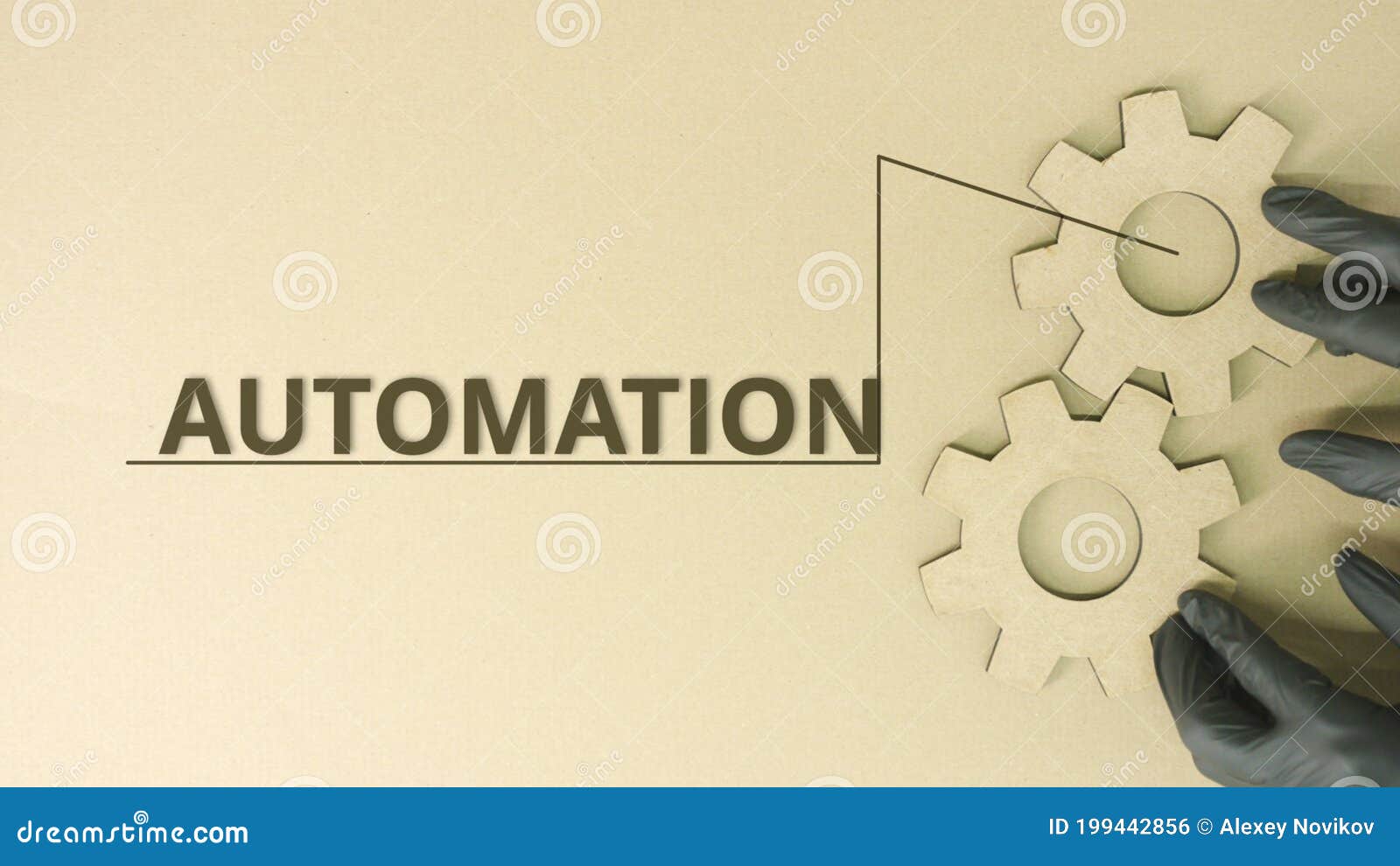 Cardboard Cogwheels and Automation Text Stock Photo - Image of work ...