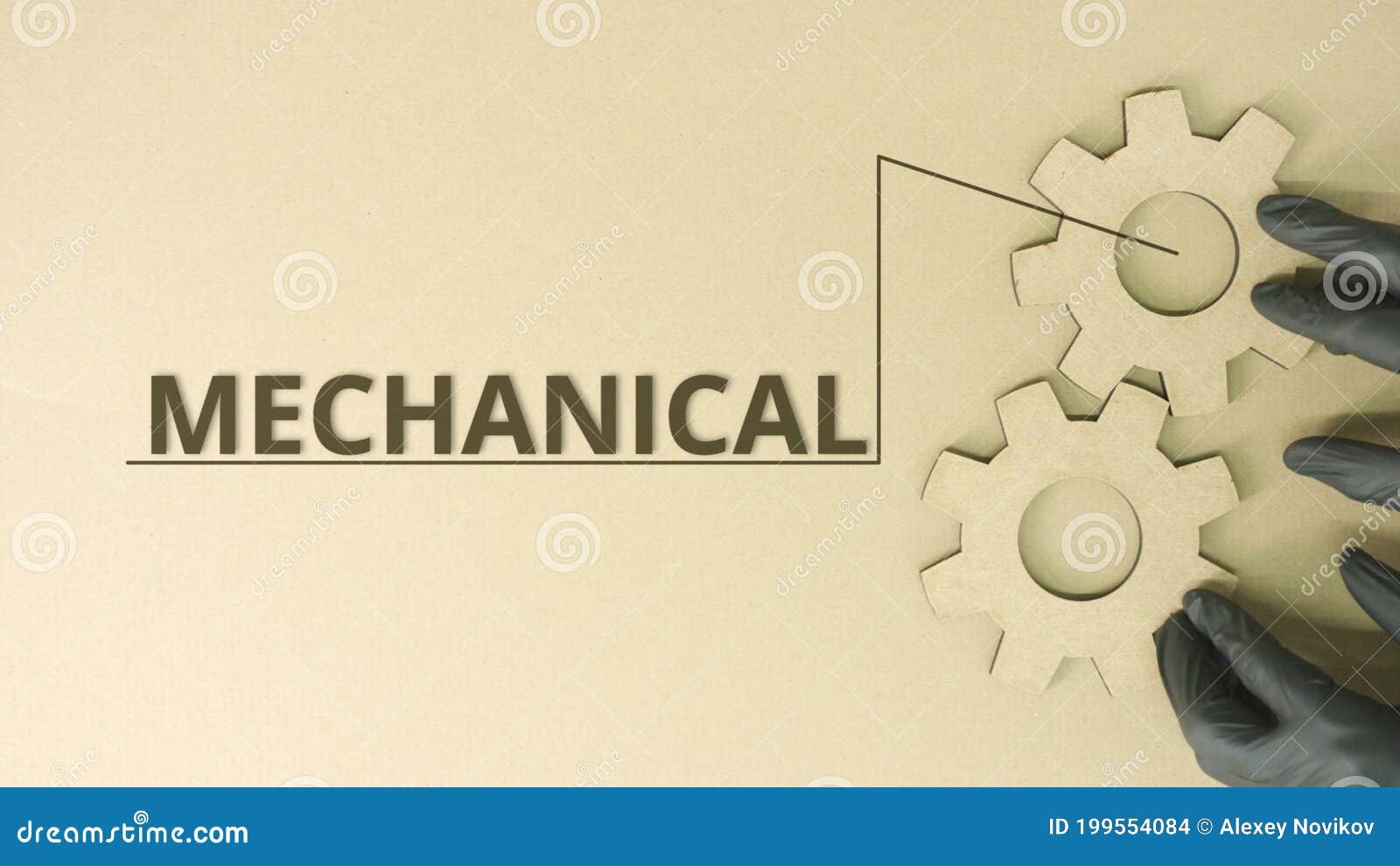 Cardboard Cogwheels and Mechanical Text Stock Photo - Image of hands ...