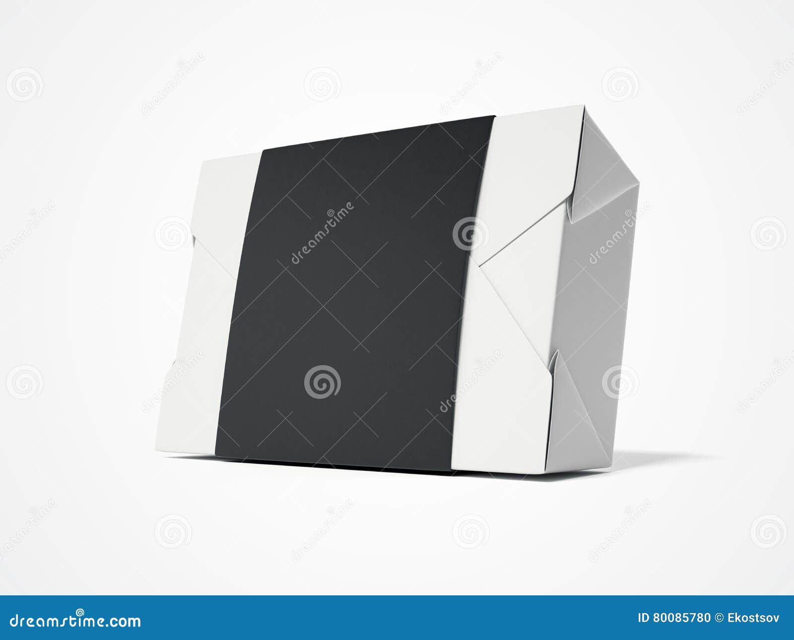 Cardboard Container with Black Label. 3d Rendering Stock Illustration ...
