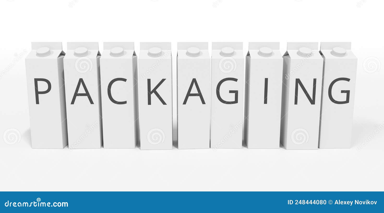 Cartons with PACKAGING Text. 3D Rendering Stock Illustration ...