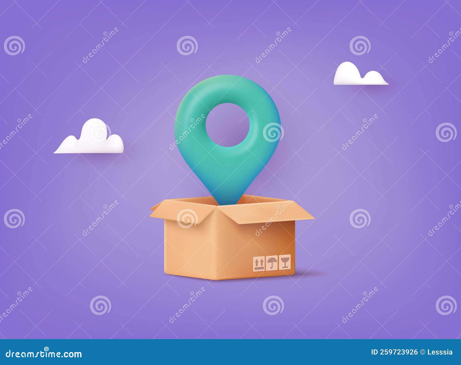 Cardboard Delivery Box with Location Pin. Order or Parcel Tracking ...