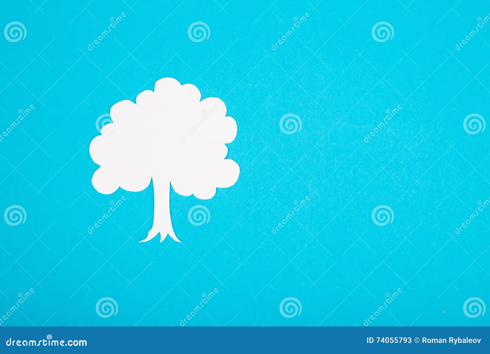 Cardboard Figure of Tree on a Blue Background. Stock Image - Image of ...
