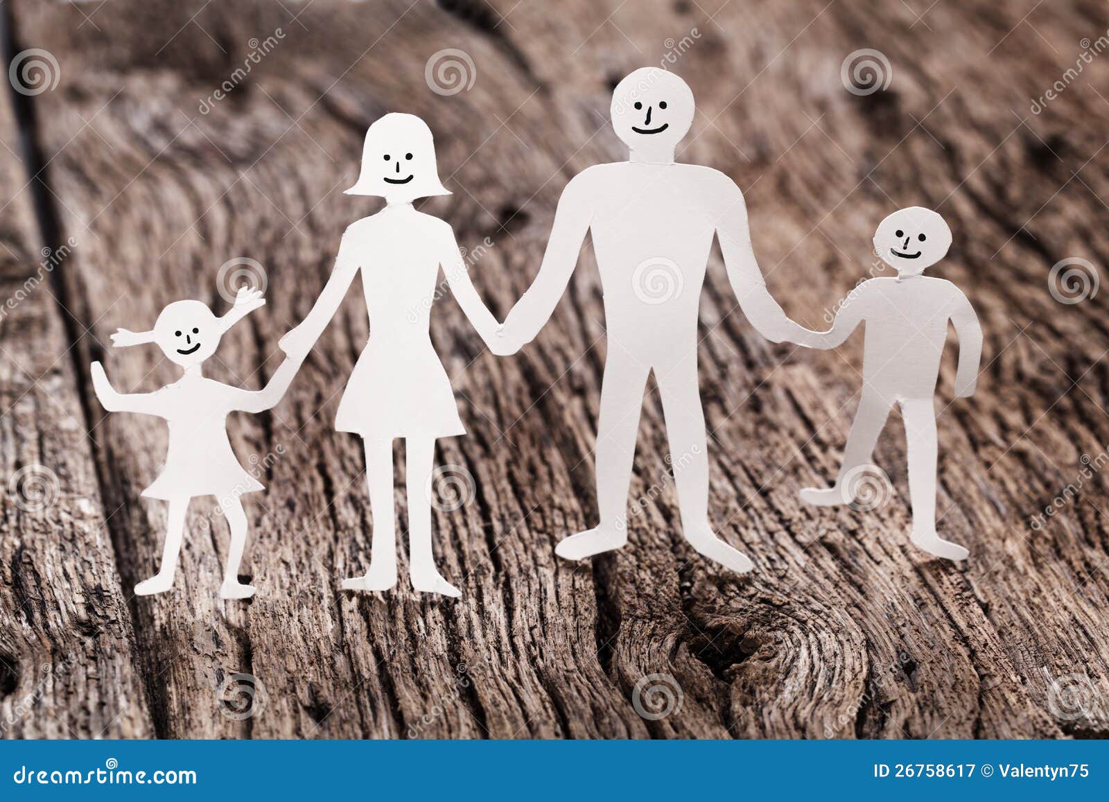 Cardboard Figures of the Family Stock Image - Image of group, protect ...