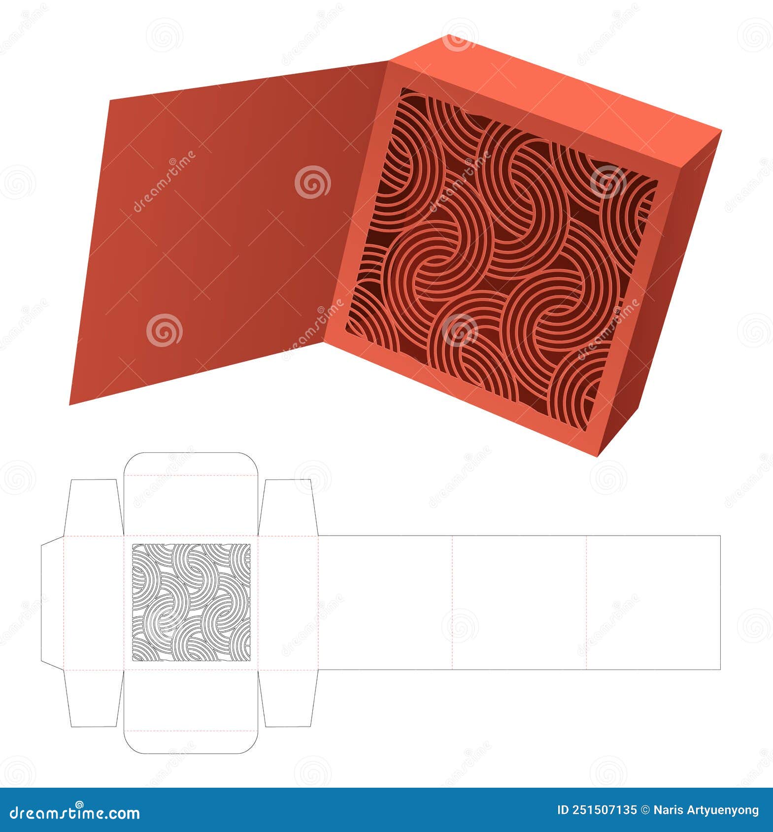 Flip Bag Box With Stenciled Pattern Die Cut Template Vector ...
