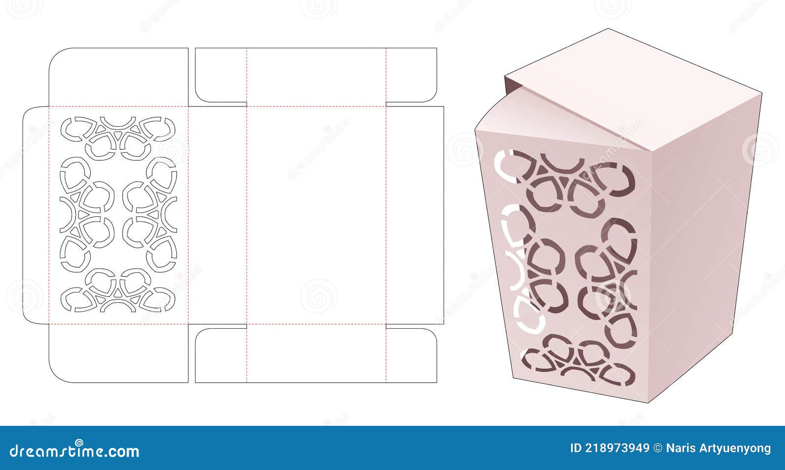 Flip Bag Box With Stenciled Pattern Die Cut Template Vector ...