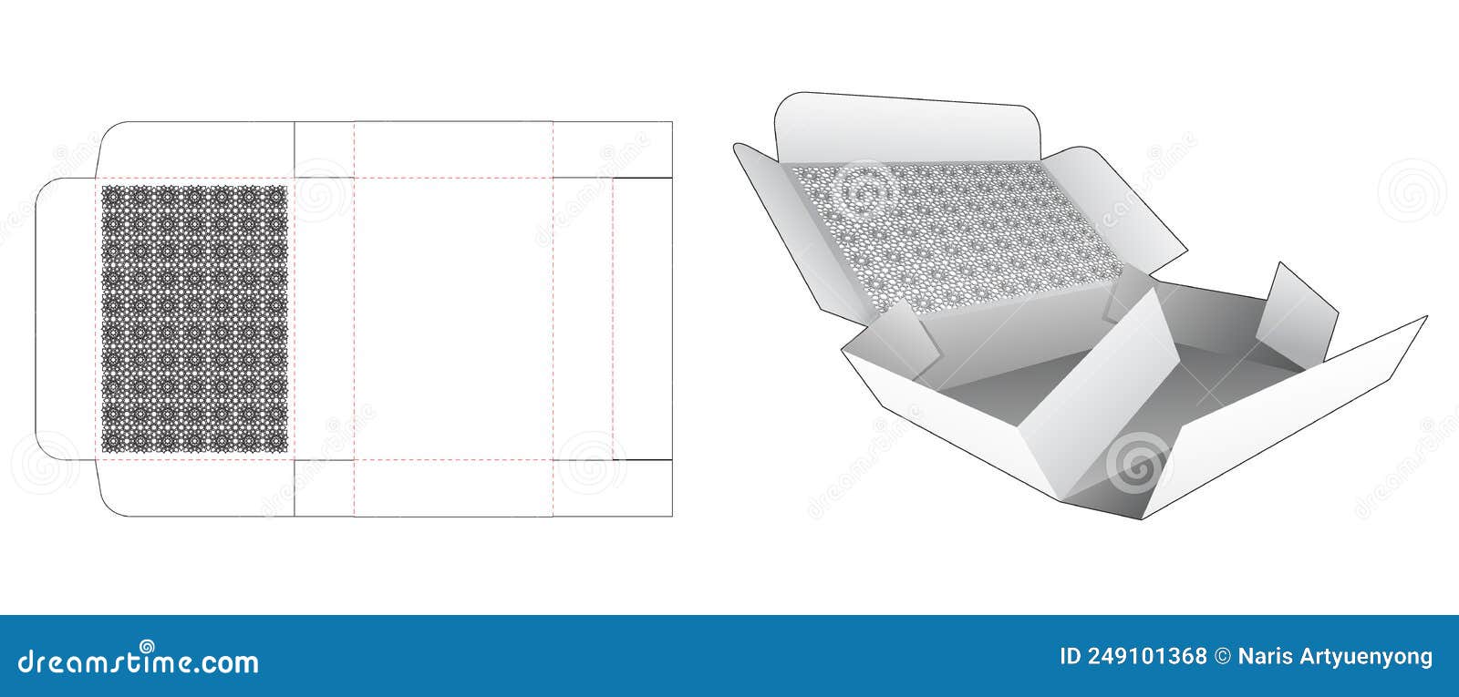 Cardboard Folded Flap Box with Arabic Pattern Die Cut Template and 3D ...