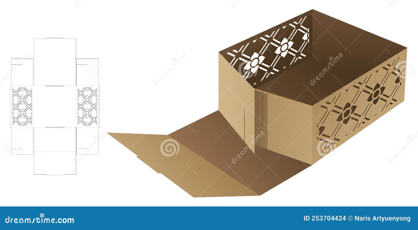 Folding Box With Stenciled Wave Die Cut Template Cartoon Vector ...