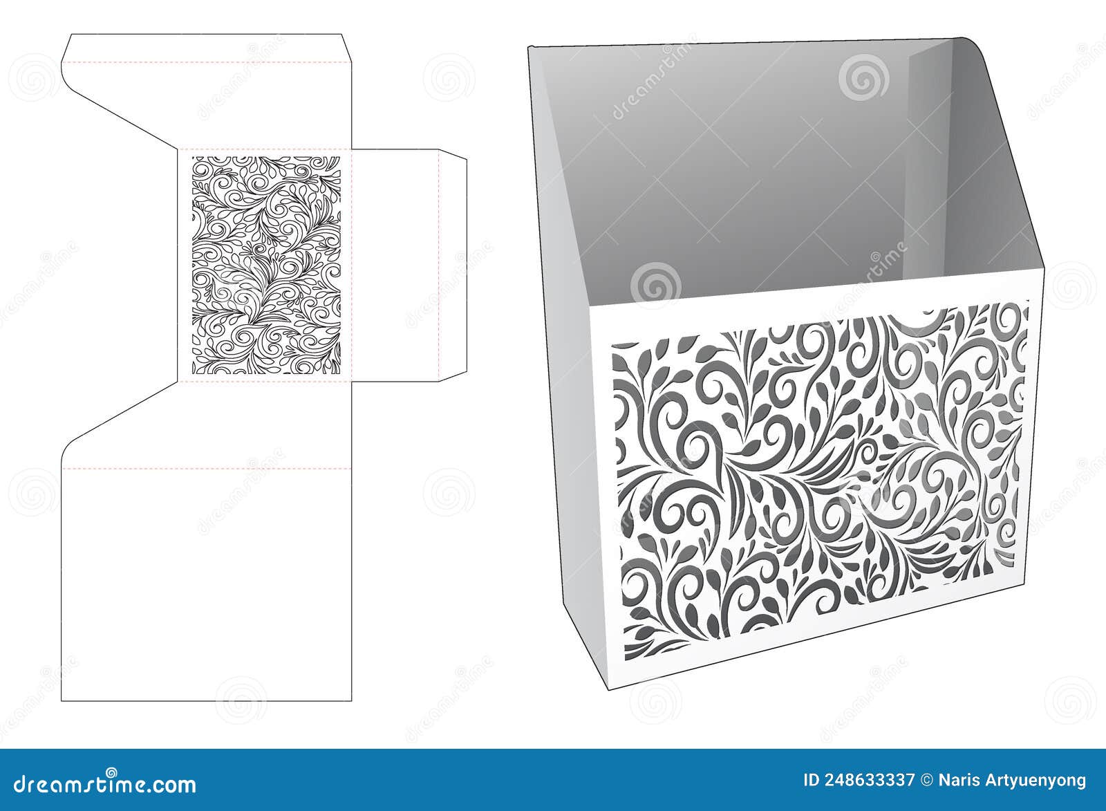 Cardboard Folding Rectangle White Blank Empty Cube Box Die Cut Template ...