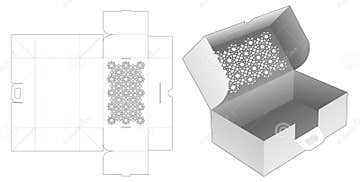 Cardboard Folding Handle Box Stenciled Pattern Die Cut Template and 3D ...