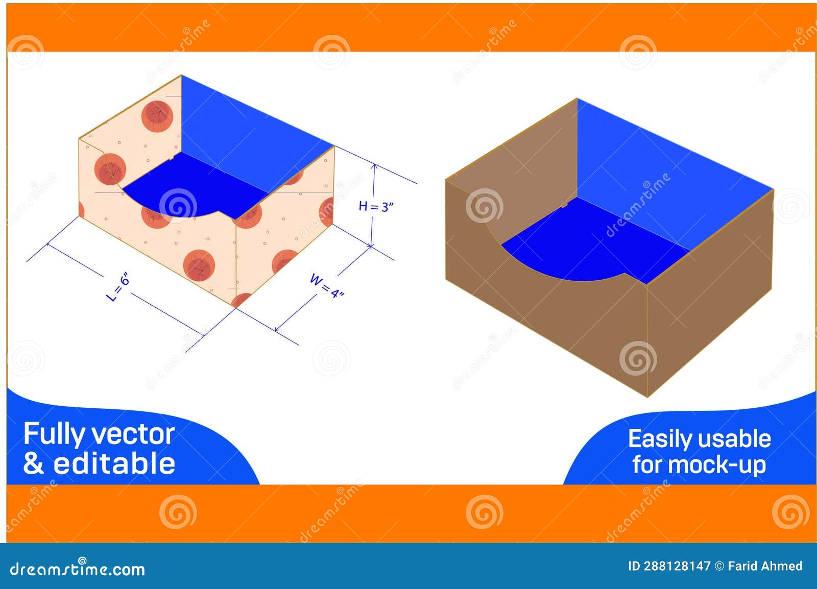 Cardboard Folding Tray Box Dieline Template and 3D Render File Box ...